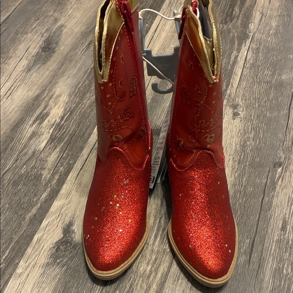 Disney | Shoes | Disney Red And Gold Glitter Boots | Poshmark